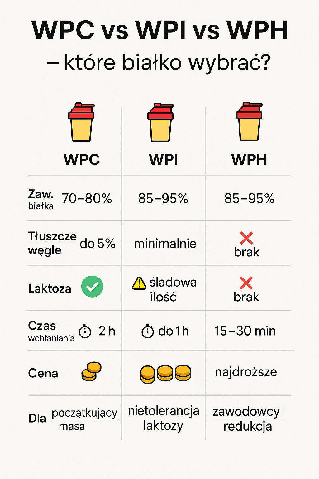 Odżywki białkowe WPC, WPI, WPH - kompletny przewodnik po białkach - BudujMase.pl